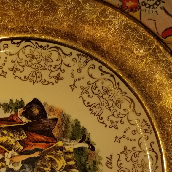 Vintage | Wall Decor | Colonial Plate Midwest City Okla 929 22k Gold ...